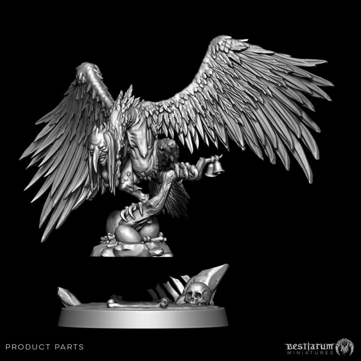 3D Printable Harpies x3 | The Wilds | Beasts by Bestiarum Miniatures