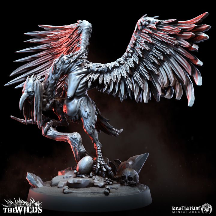 3D Printable Harpies x3 | The Wilds | Beasts by Bestiarum Miniatures