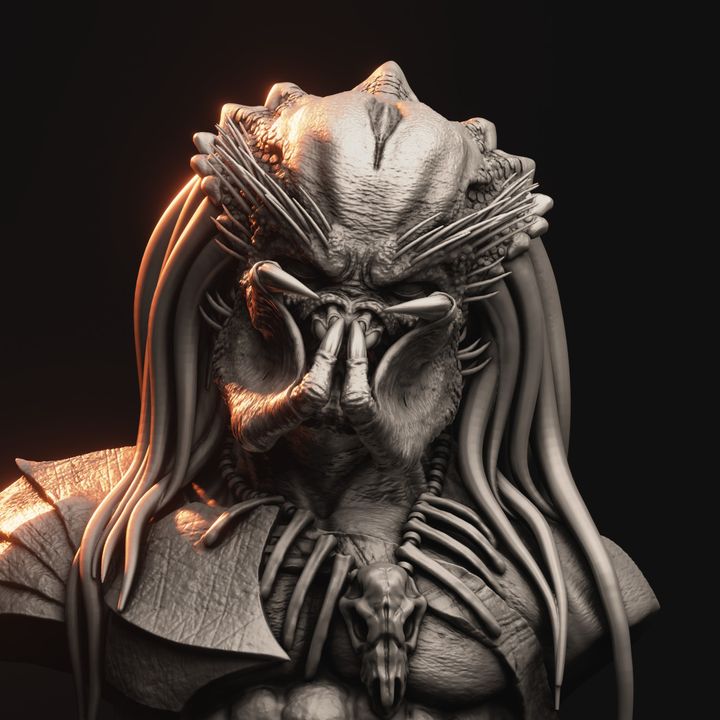 3D Printable Predator Bust by SabertoothCollectibles