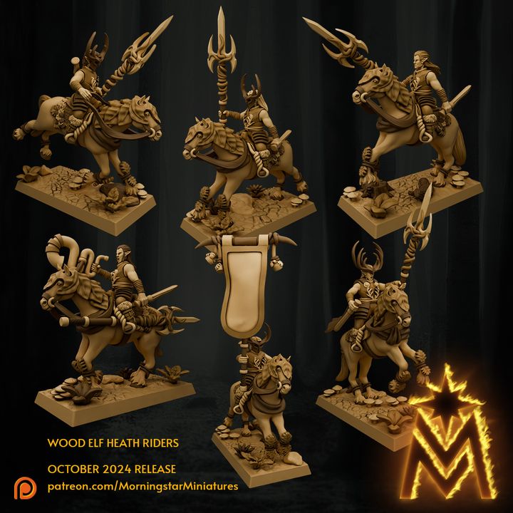 3D Printable Wood Elf Heath Riders | 32mm Scale Presupported Miniatures ...