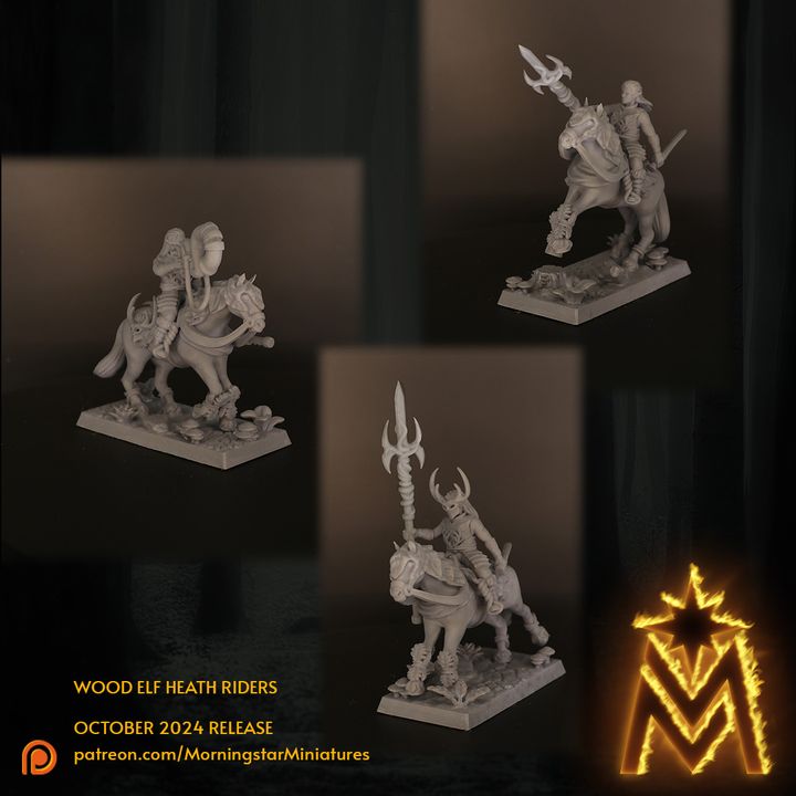3D Printable Wood Elf Heath Riders | 32mm Scale Presupported Miniatures ...