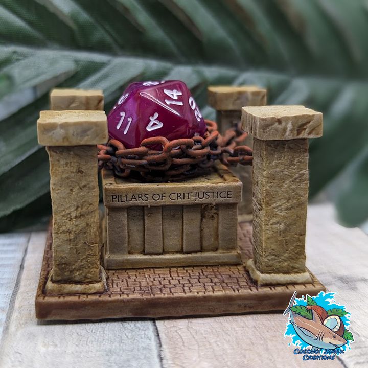 3D Printable D20 Dice Jail Pillars of Justice by Kisumi