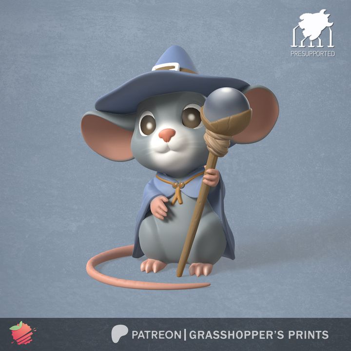 3D Printable Mouse Wizard by Grass Hopper