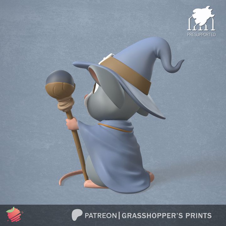 3D Printable Mouse Wizard by Grass Hopper