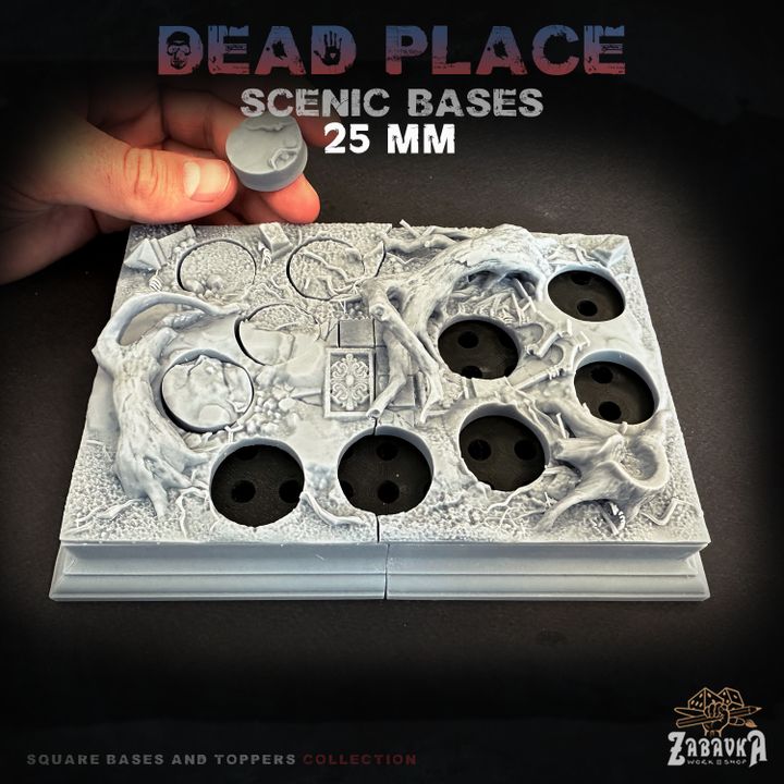 3D Printable Dead Place - Scenic Bases (25mm Bases) by Zabavka Workshop
