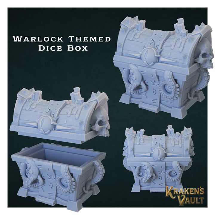 3D Printable Warlock Themed Dice Box by Kraken's Vault