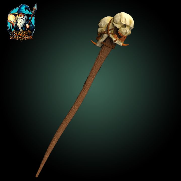 3D Printable Necromancer Skull Staff 3 by Sage Summoner