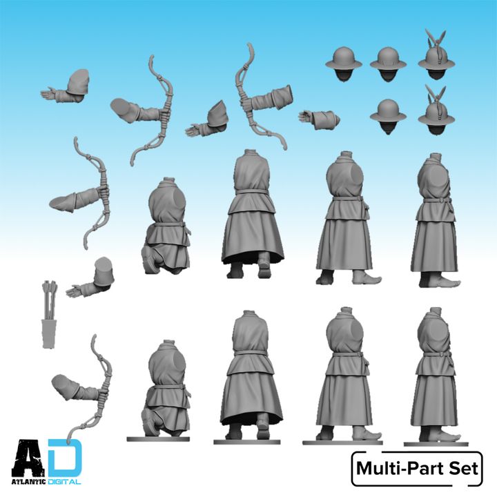 3D Printable Joseon Guard Unarmored Archers by Wargames Atlantic
