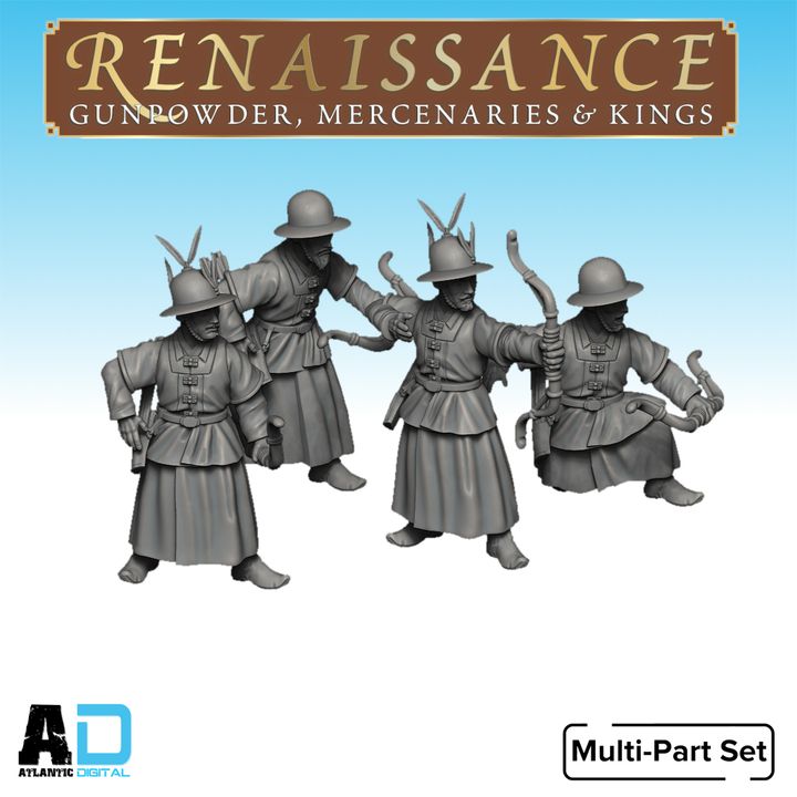 3D Printable Joseon Guard Unarmored Archers by Wargames Atlantic