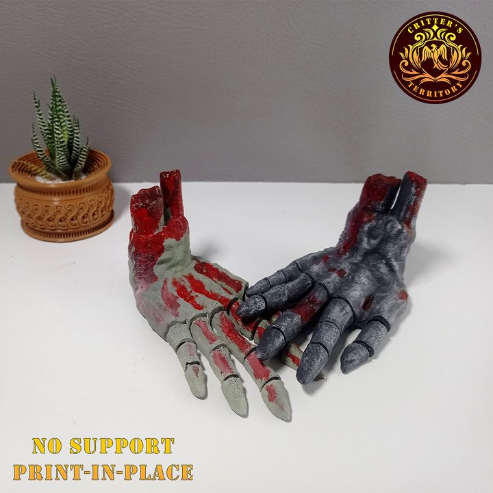 3D Printable Flexi Zombie Hand PRINT-IN-PLACE NO-SUPPORT HALLOWEEN ...