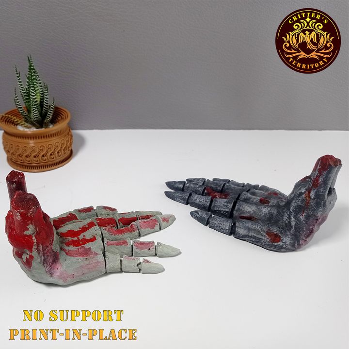 3D Printable Flexi Zombie Hand PRINT-IN-PLACE NO-SUPPORT HALLOWEEN ...