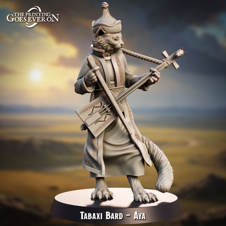 3D Printable Tabaxi Bard - Aya - Presupported by The Printing Goes Ever On