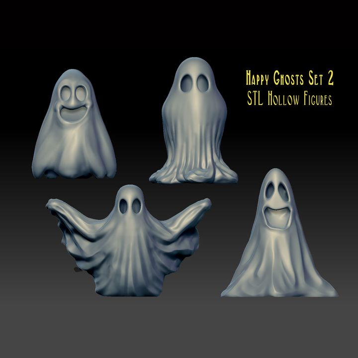 3D Printable Happy Ghosts Set 2 by RLTpress
