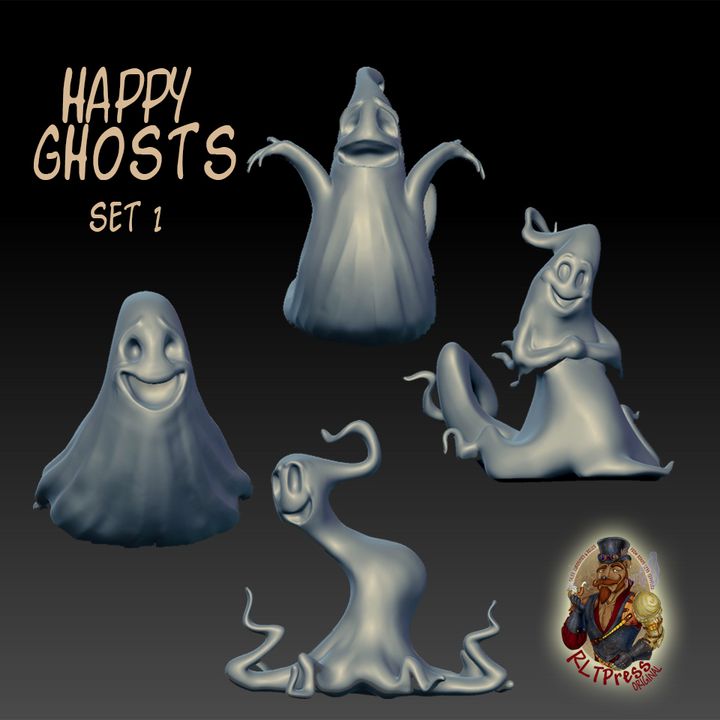 3D Printable Happy Ghosts Set 1 by RLTpress