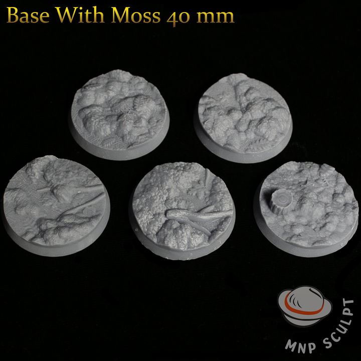 3D Printable Base With Moss 40 mm by MNP Sculpt