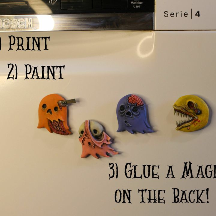 3D Printable Pac-Man Zombie - Fridge Magnets by Runes of War Miniatures