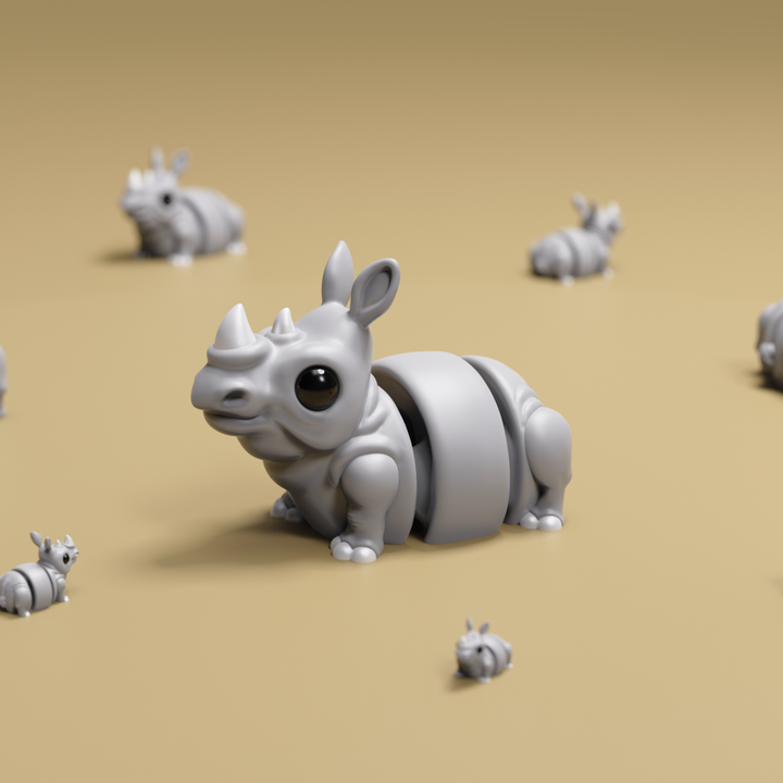 3D Printable Zippy Cute Rhino / Rhinocero Articulated / Print-in-Place ...