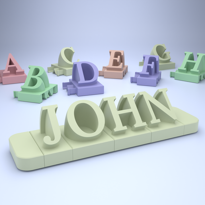 3D Printable 3D name from letters - elegant font by Elias