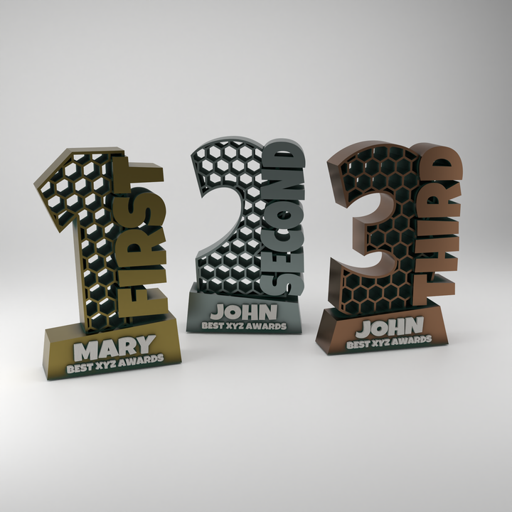3D Printable Trophy - customizable award - VALUE PACK by Elias