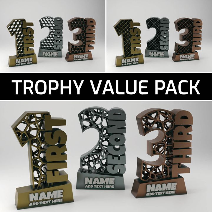 3D Printable Trophy - customizable award - VALUE PACK by Elias