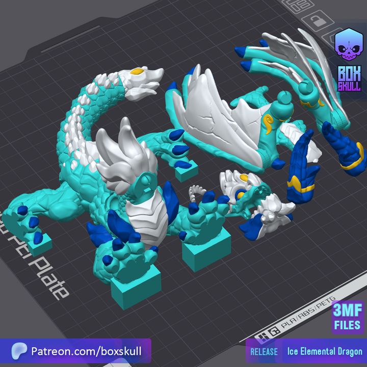3D Printable ICE ELEMENTAL DRAGON - ARTICULATED - PRINT-IN-PLACE ...