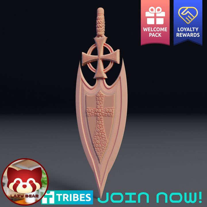 3D Printable Templar Sword - Justice Bookmark by Lazy Bear