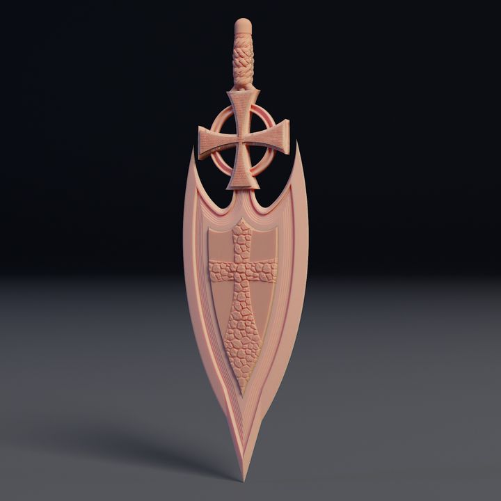 3D Printable Templar Sword - Justice Bookmark by Lazy Bear