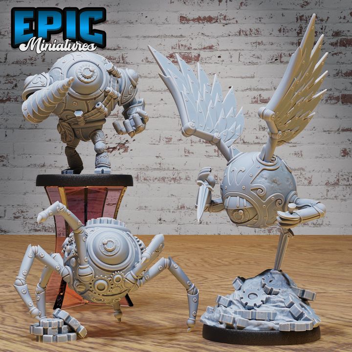 3D Printable Clockwork Mono Drone Set / Steam Servant / Warrior Control ...