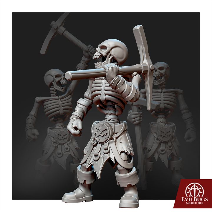 3D Printable Skeleton Grave Keeper 28mm/32mm/54mm by EvilBugs