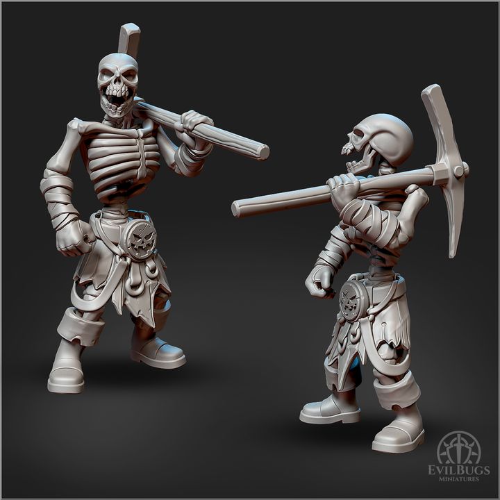 3D Printable Skeleton Grave Keeper 28mm/54mm by EvilBugs