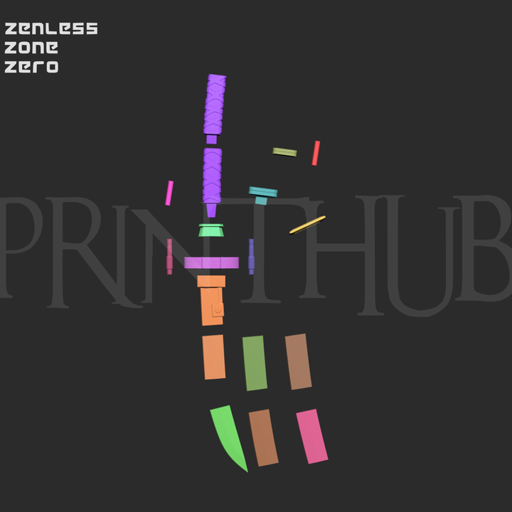 3D Printable Hoshimi Miyabi Sword from ZZZ Cosplay 3d print by Printhub