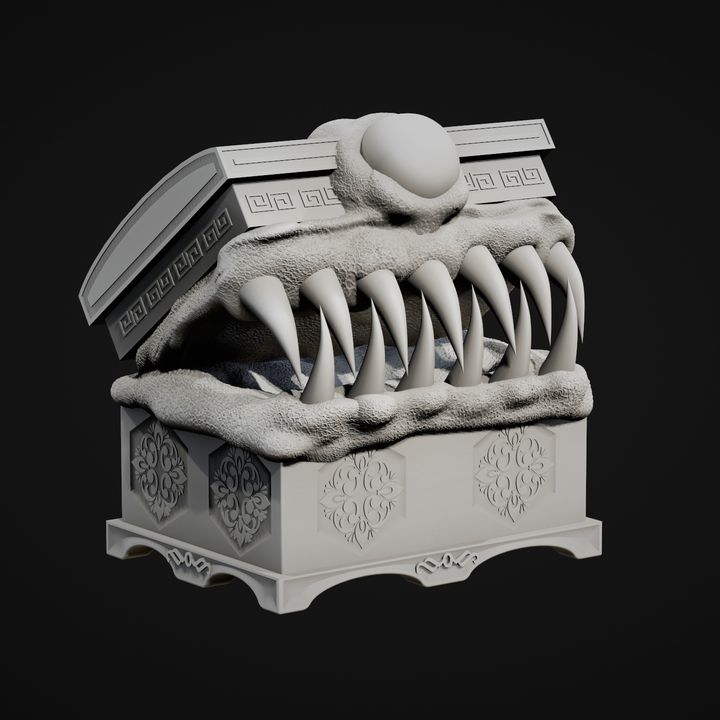3D Printable Chest Mimic - Creature Miniature by Lazy Bear