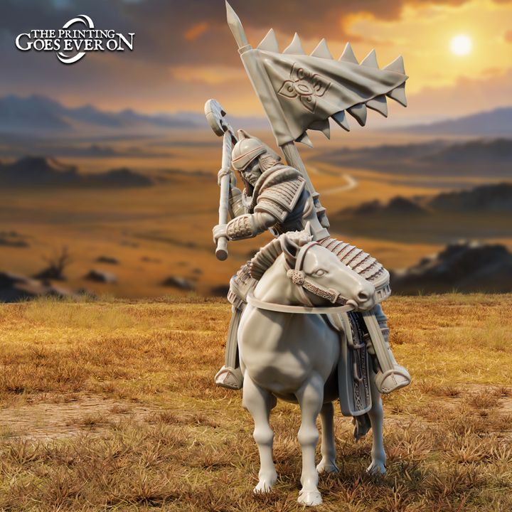 3D Printable Golden Khanate Mounted Warrior - C - Presupported by The ...