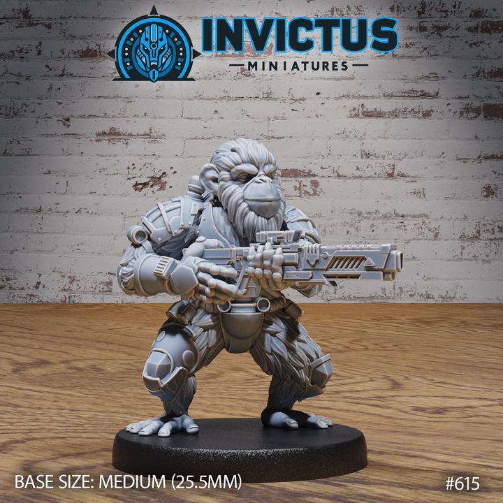 3D Printable Chimp Rebel Shooting / Armored Chimpanzee / Steampunk Ape ...