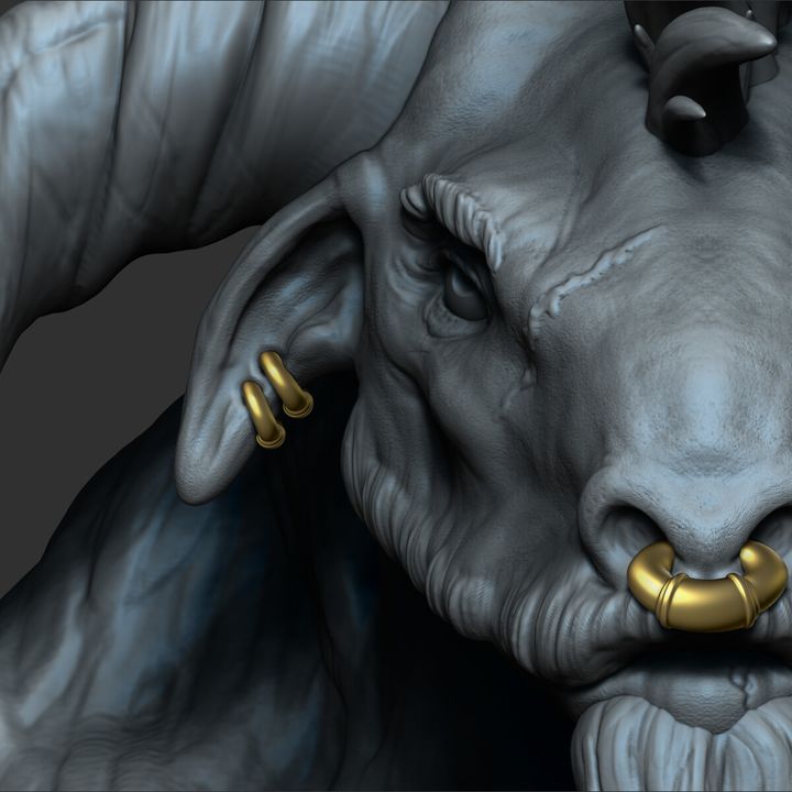 3D Printable free Minotaur Bust, unsupported by Artificer's Lounge