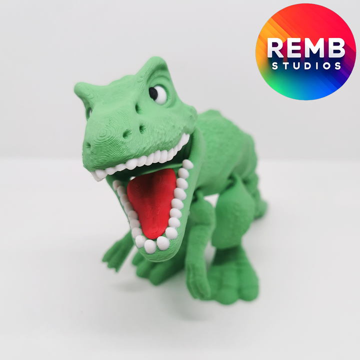 3D Printable Flexi T-Rex Dinosaur Remb Studios, STL file for 3D ...