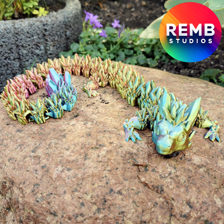 3D Printable Articulated Crystal Dragon Remb Studios, STL file for 3D ...