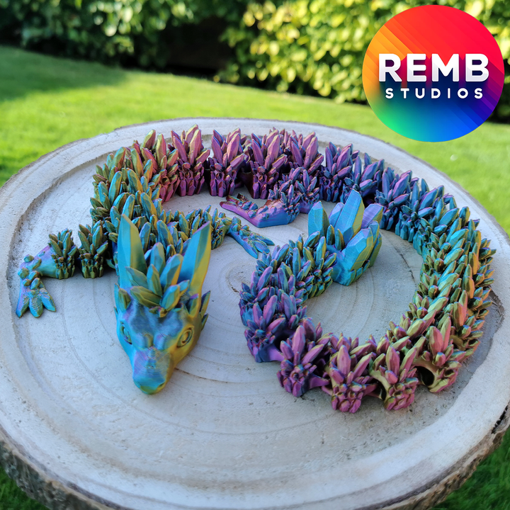 3D Printable Articulated Crystal Dragon Remb Studios, STL file for 3D ...