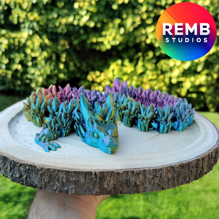 3D Printable Articulated Crystal Dragon Remb Studios, STL file for 3D ...