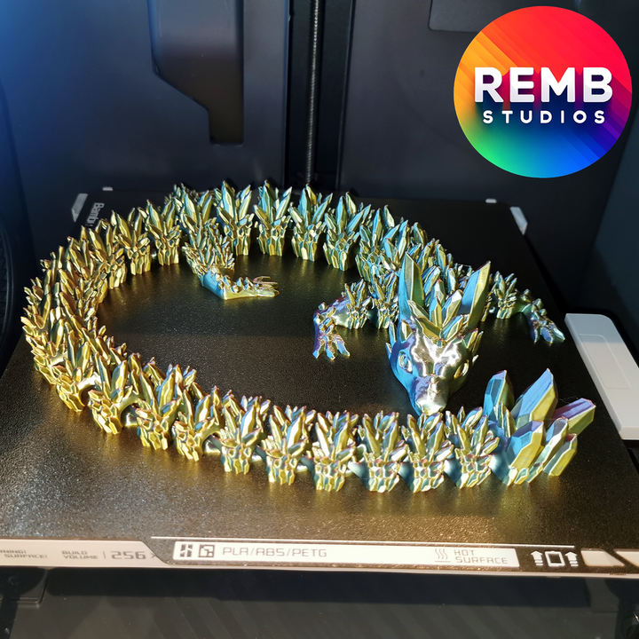 3D Printable Articulated Crystal Dragon Remb Studios, STL file for 3D ...