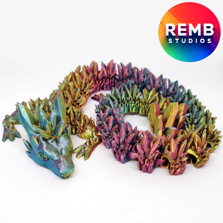 3D Printable Articulated Crystal Dragon Remb Studios, STL file for 3D ...
