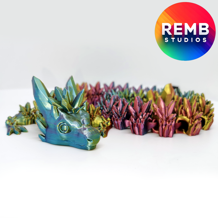 3D Printable Articulated Crystal Dragon Remb Studios, STL file for 3D ...
