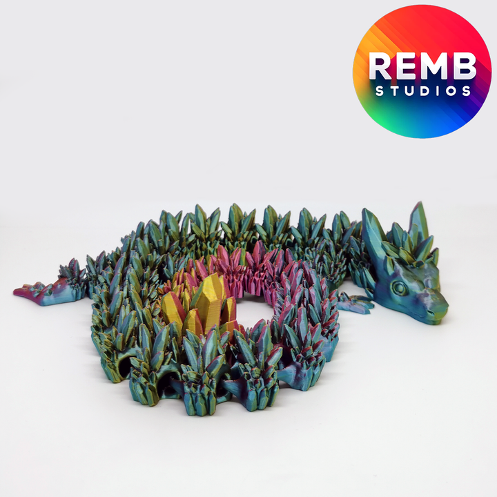 3D Printable Articulated Crystal Dragon Remb Studios, STL file for 3D ...