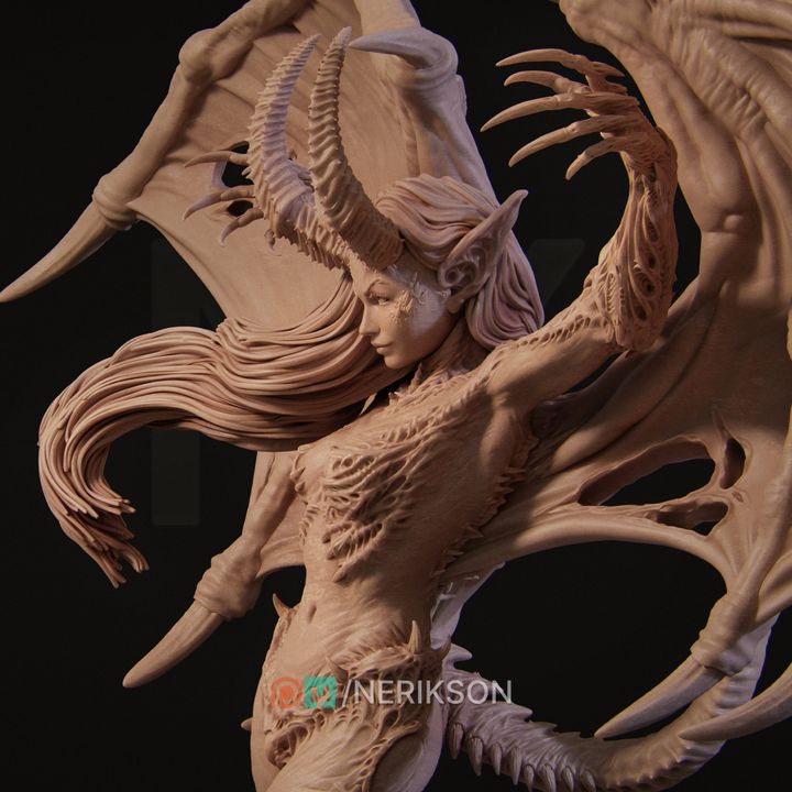 3D Printable Rylana the Succubus [presupported] by Nerikson