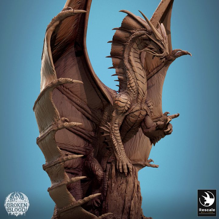 3D Printable Legendary Metallic Gold Dragon Talk by Rescale Miniatures