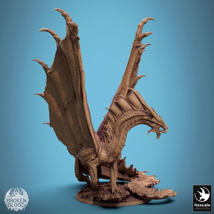 3D Printable Legendary Metallic Gold Dragon Walk by Rescale Miniatures