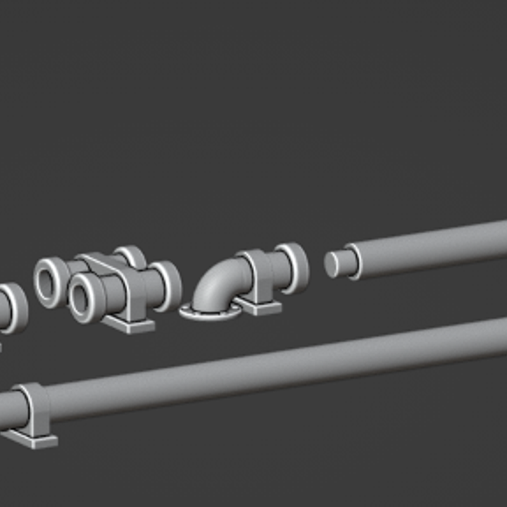 3D Printable Science Fiction Wall Pipes One Set by Michael Crossman