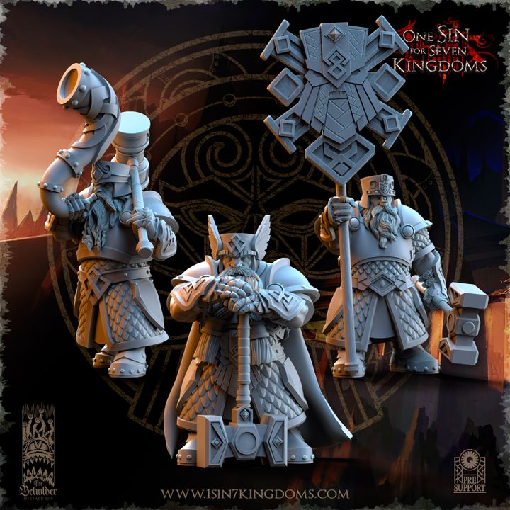3D Printable Dwarven Kingdoms Hammer Brotherhood Command Group by The ...