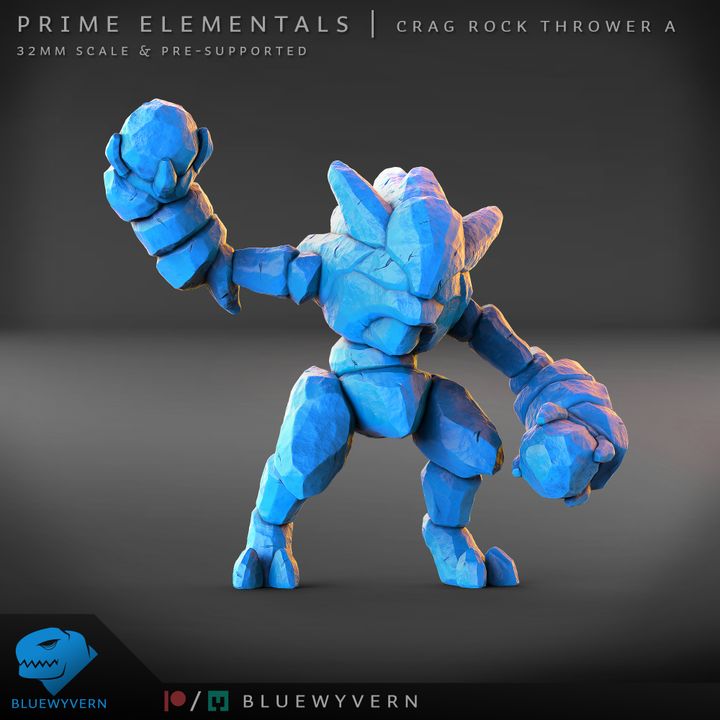 3D Printable Prime Elementals - Crag Rock Thrower A by BlueWyvern