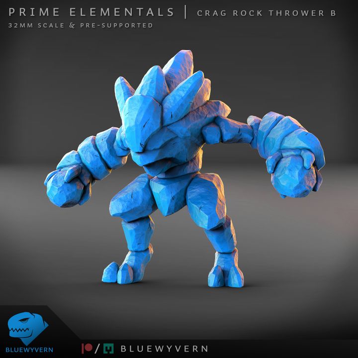 3D Printable Prime Elementals - Crag Rock Thrower B by BlueWyvern